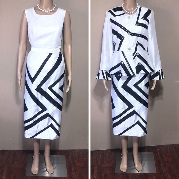 Vintage | Skirts | Vintage 8s Lisareneeblack White Rhinestone Art Deco ...